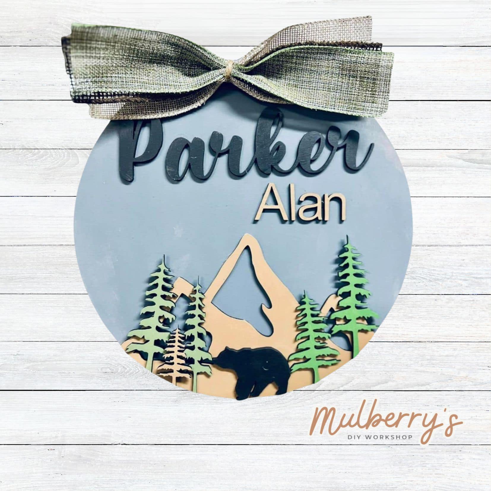 Personalized Moutain With Bear Mini 10 Door Hanger Mulberrys Diy